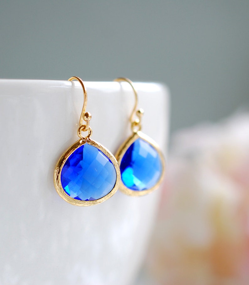 Large Cobalt Blue Drop Earrings. Sapphire Blue Dangle | Etsy Large Cobalt Blue Drop Earrings. Sapphire Blue Dangle | Etsy