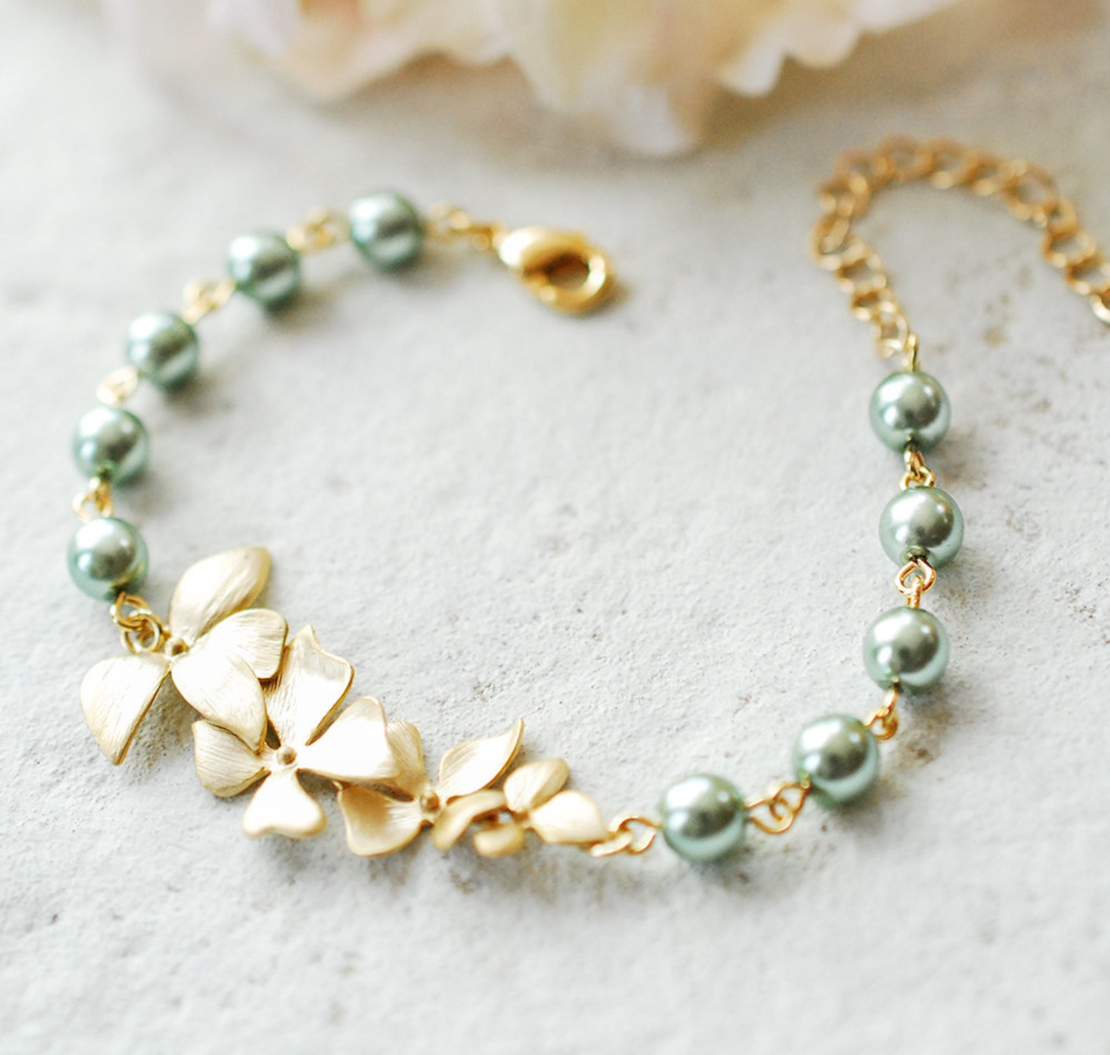 Sage Green Wedding Bridal Bracelet Bridesmaid Gift Sage - Etsy