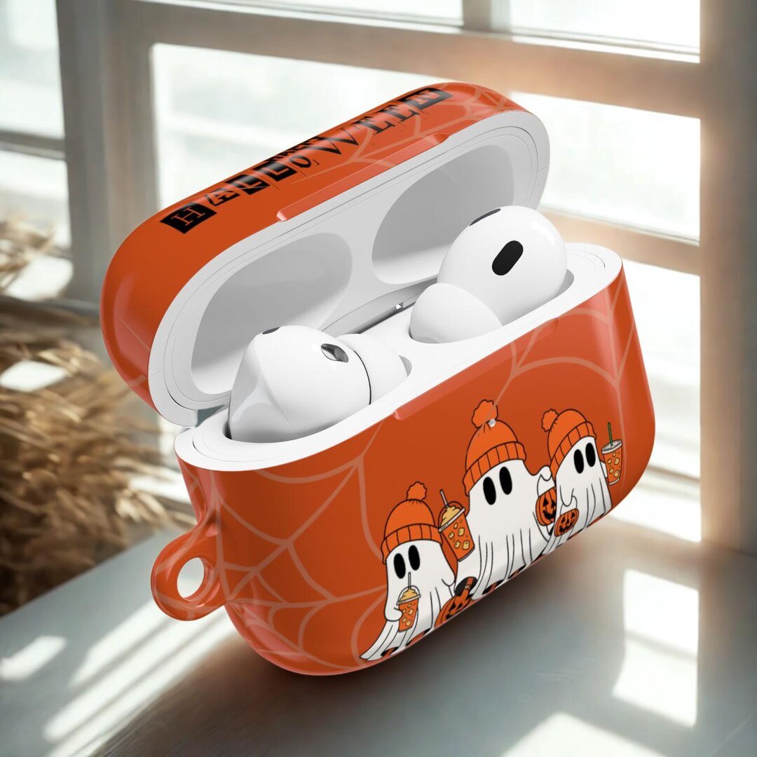 Halloween AirPod Case - Cute Ghosts Design, Pumpkin Decor, Boo! Text ...