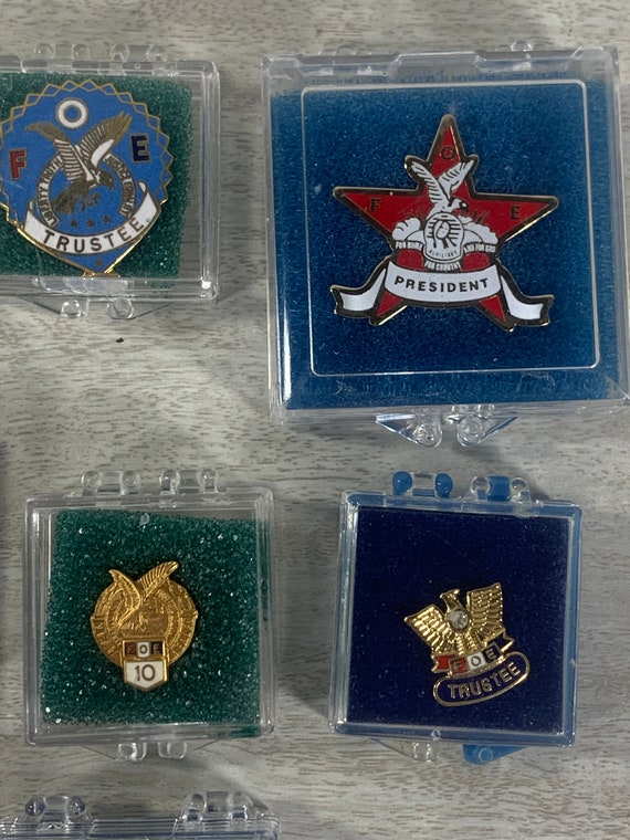 Nine FOE Pins - President, Trustee, Past Pres, & More… - Gem