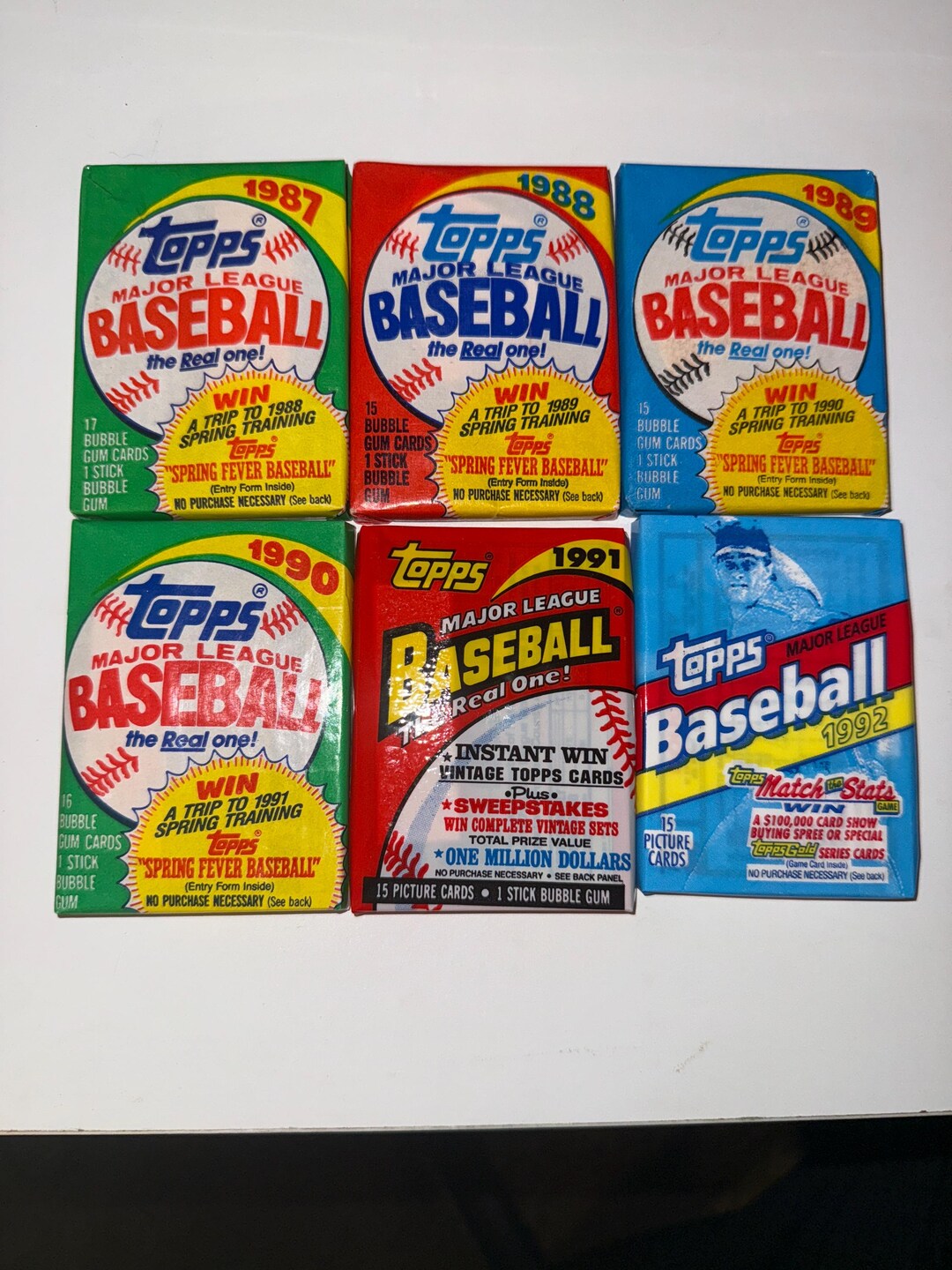 Six Topps Baseball Card Packs. 1987-1992 Unopened Packs - Etsy