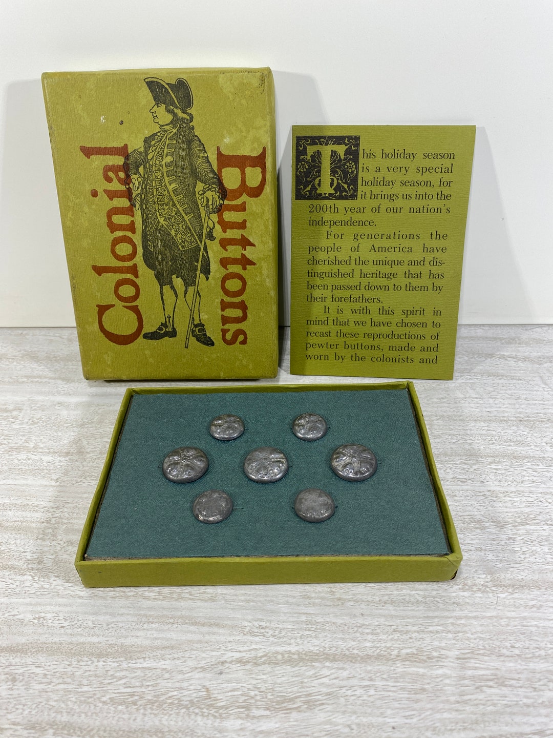 Vtg Set 7 Pewter Metal Colonial Style Heart Pattern Buttons by Arizona ...