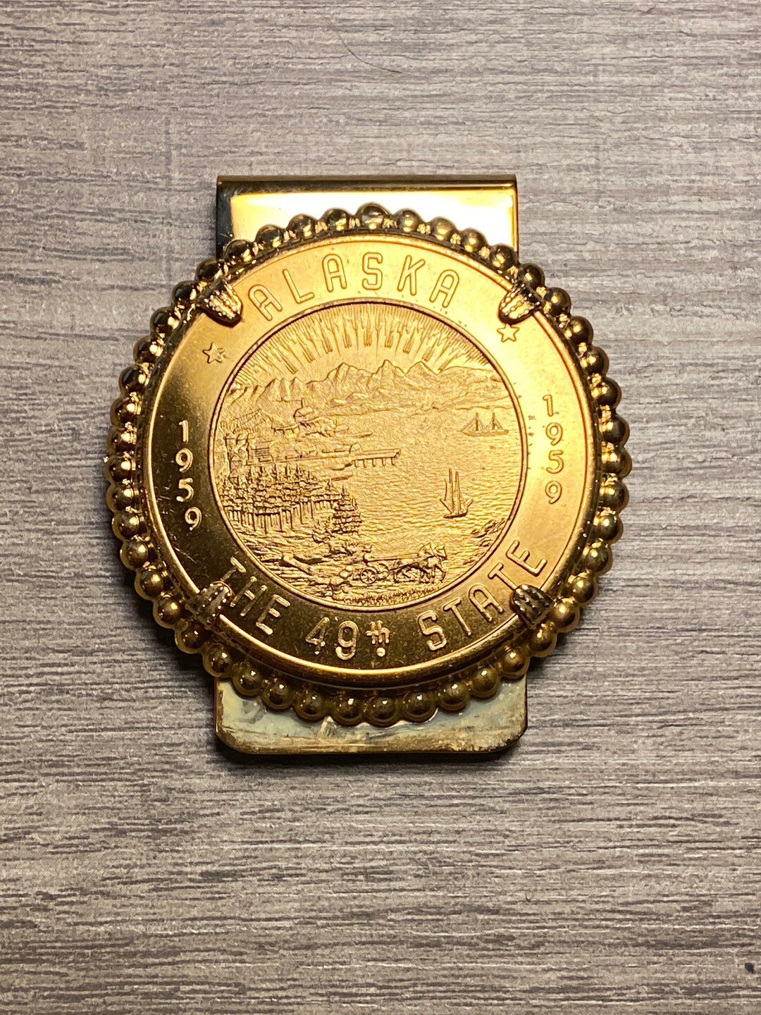 Alaska 1959 the 49th State Medallion Money Clip AK Souvenir Men's ...