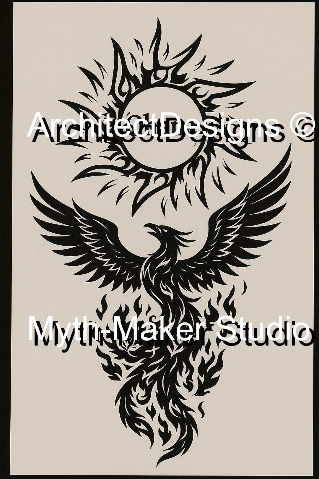 Phoenix Tattoo Printable Download • Family Fire Rebirth Symbol ...