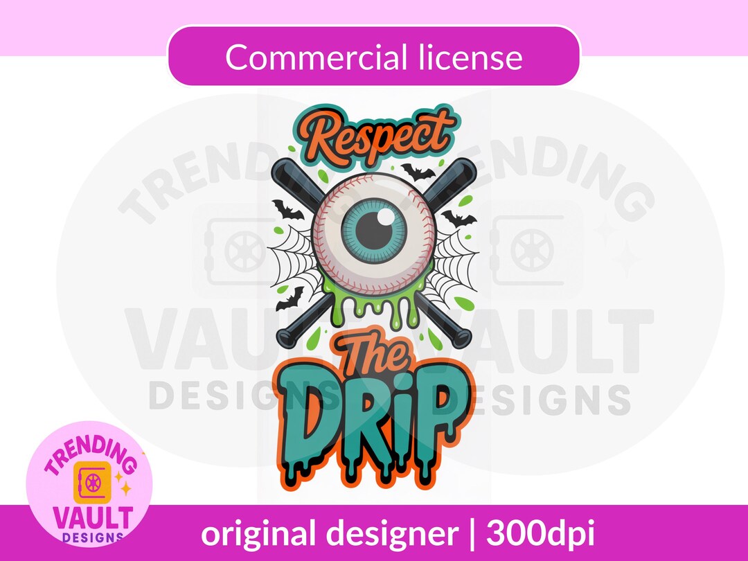 Drippy Eyeball Baseball Halloween PNG: Sublimation Design (digital ...