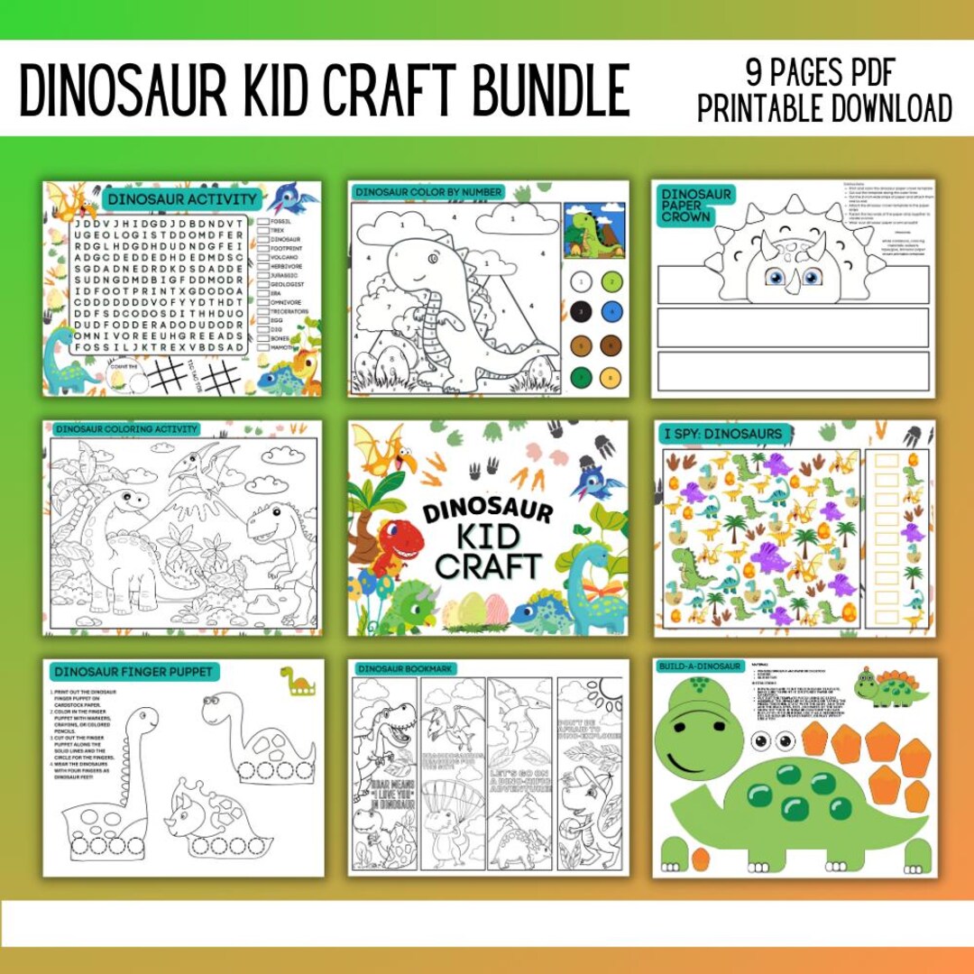 Dinosaur Activity Printable Kid's Coloring Pages Build-a-dino Word ...