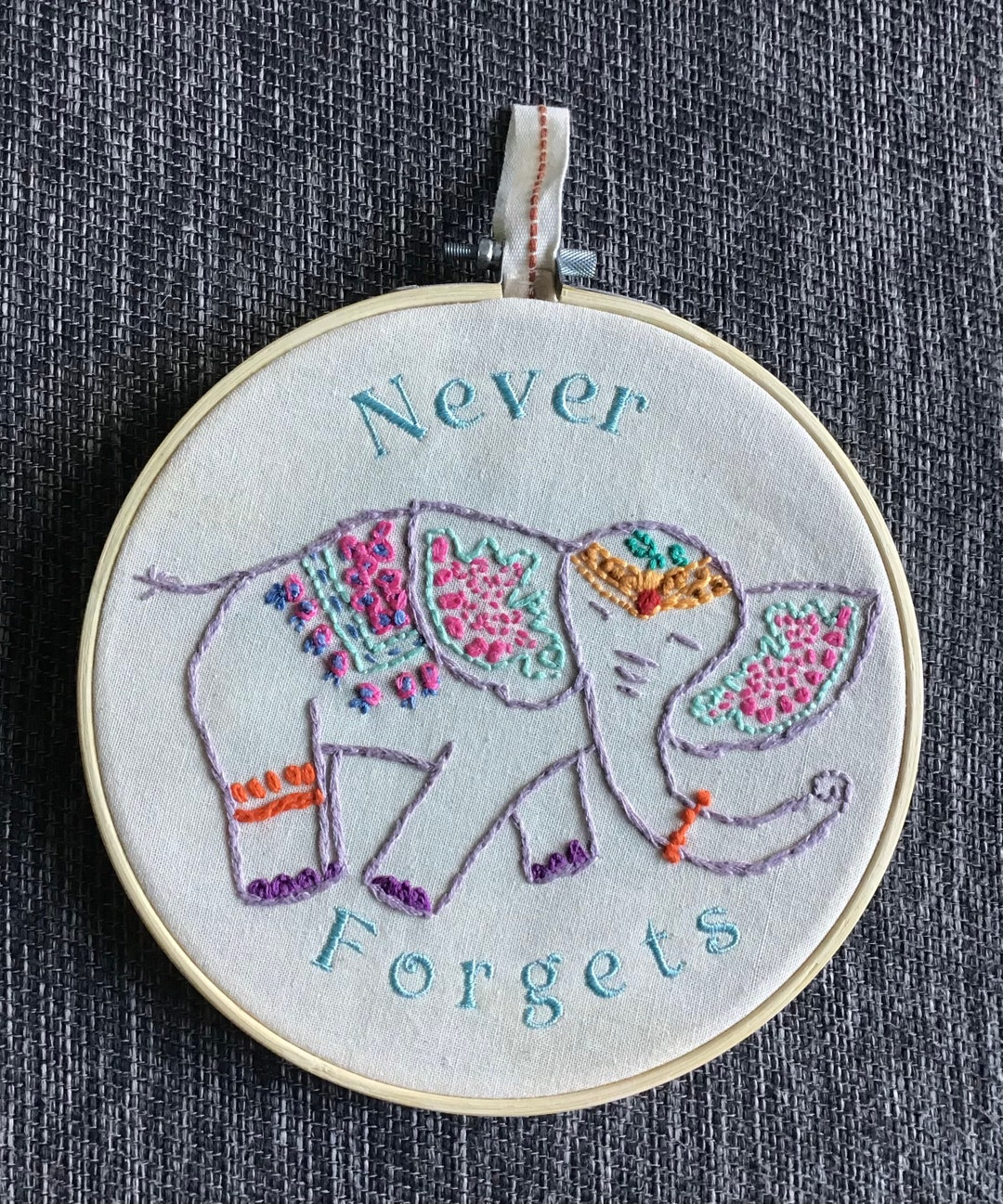 Elephant Hand Embroidered Wall Hoop Art Picture - Etsy