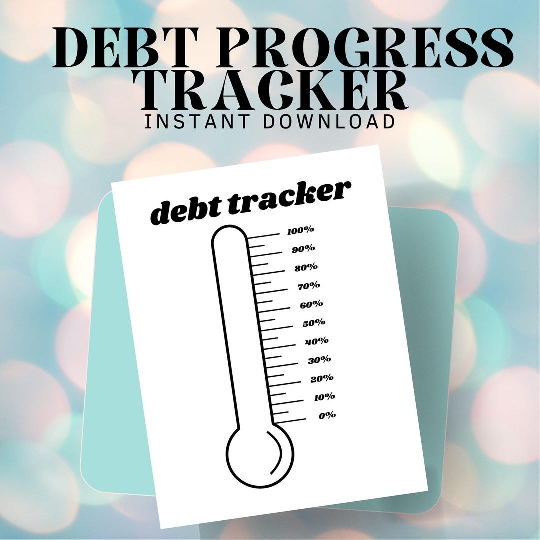 Debt Tracker Printable PDF | Thermometer Debt Payoff Chart | Debt Free ...