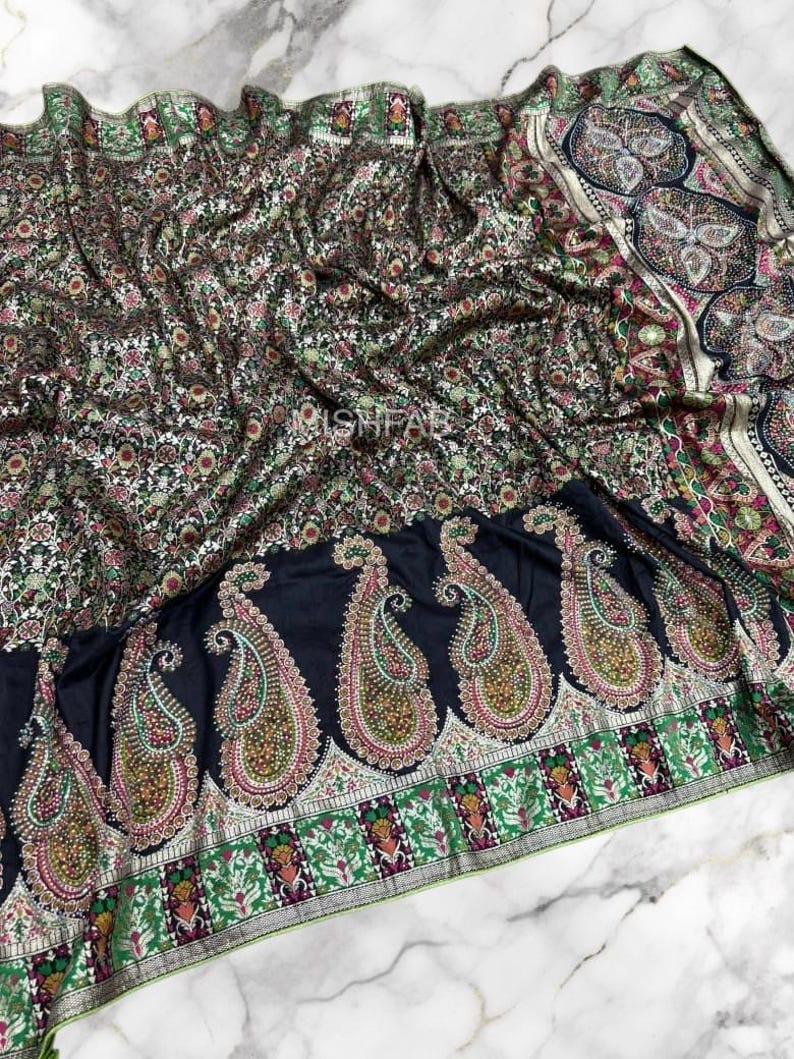 Royal Pashmina Silk Saree,kashmiri Weaving Saree,meenakari Jacquard ...