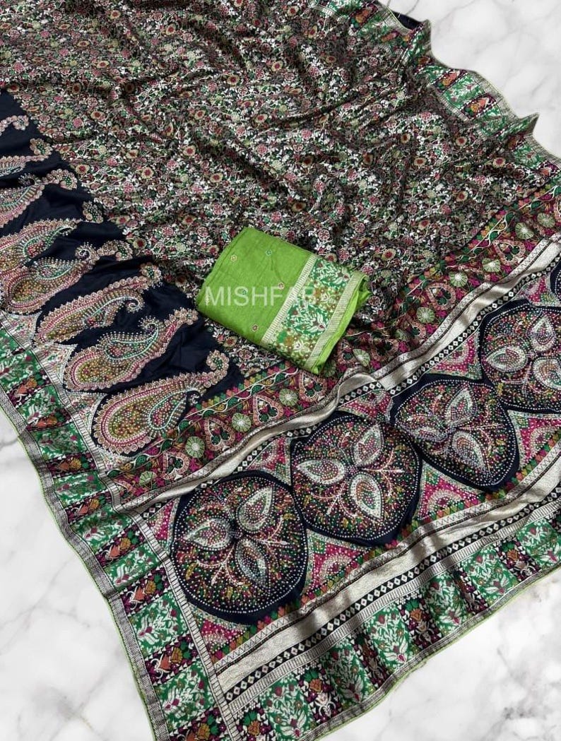 Royal Pashmina Silk Saree,kashmiri Weaving Saree,meenakari Jacquard ...