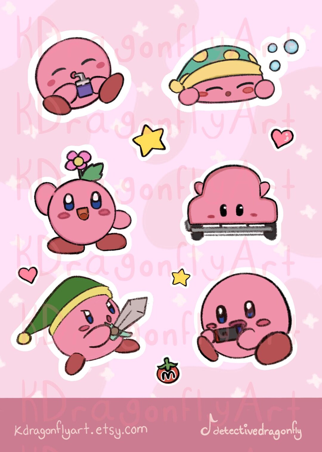Kirby Sticker Sheets - Glossy Finish - Etsy