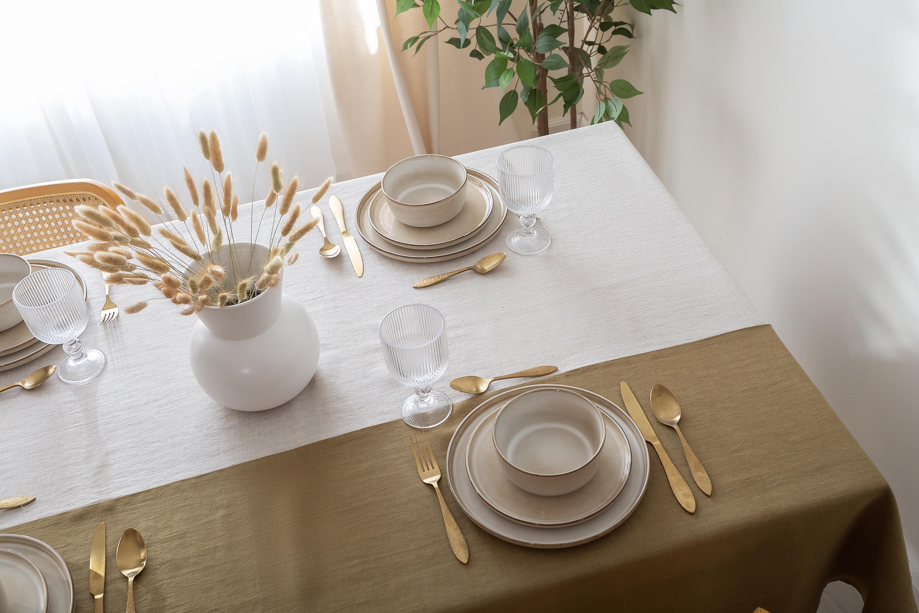 Pure Linen Tablecloth - Two-tone Linen - Rectangular Rustic Farmhouse ...