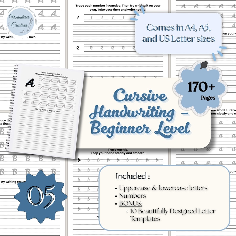 Adults Cursive Alphabet Workbook Handwriting Cursive Style Practice ...