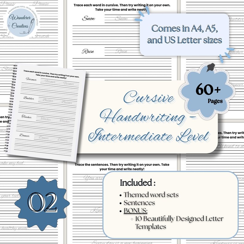 Adults Cursive Writing Practice Sheets Hand Writing Practice Workbook ...