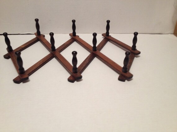 Wooden 10 Peg Expandable Wall Rack Home Decor All Everything | Etsy
