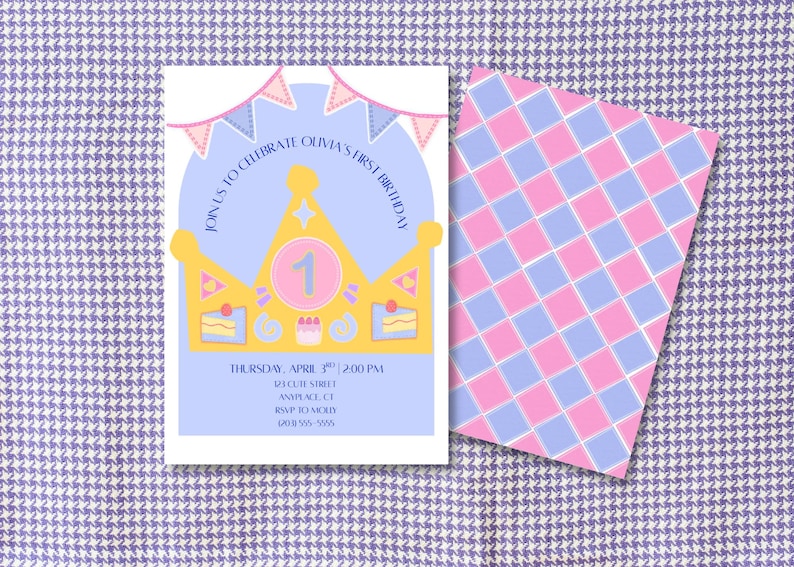 Felt Crown Customizable Birthday Card | Canva Template | Downloadable ...