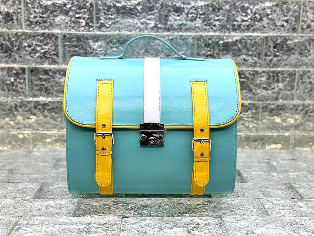 Vespa Tail Bag – Sky Blue & Yellow, Fits Vespa Sprint, Primavera 150/ ...