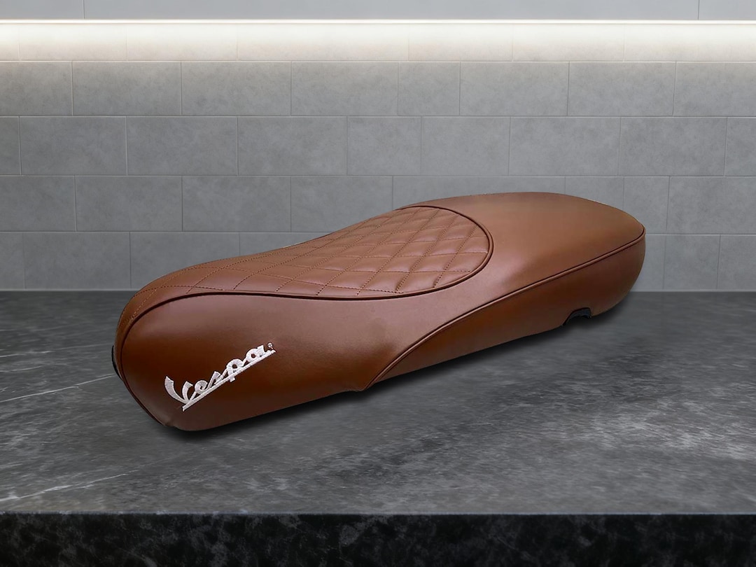 Vespa Integrated Seat – Chocolate Brown With Embroidery | Vespa Sprint ...