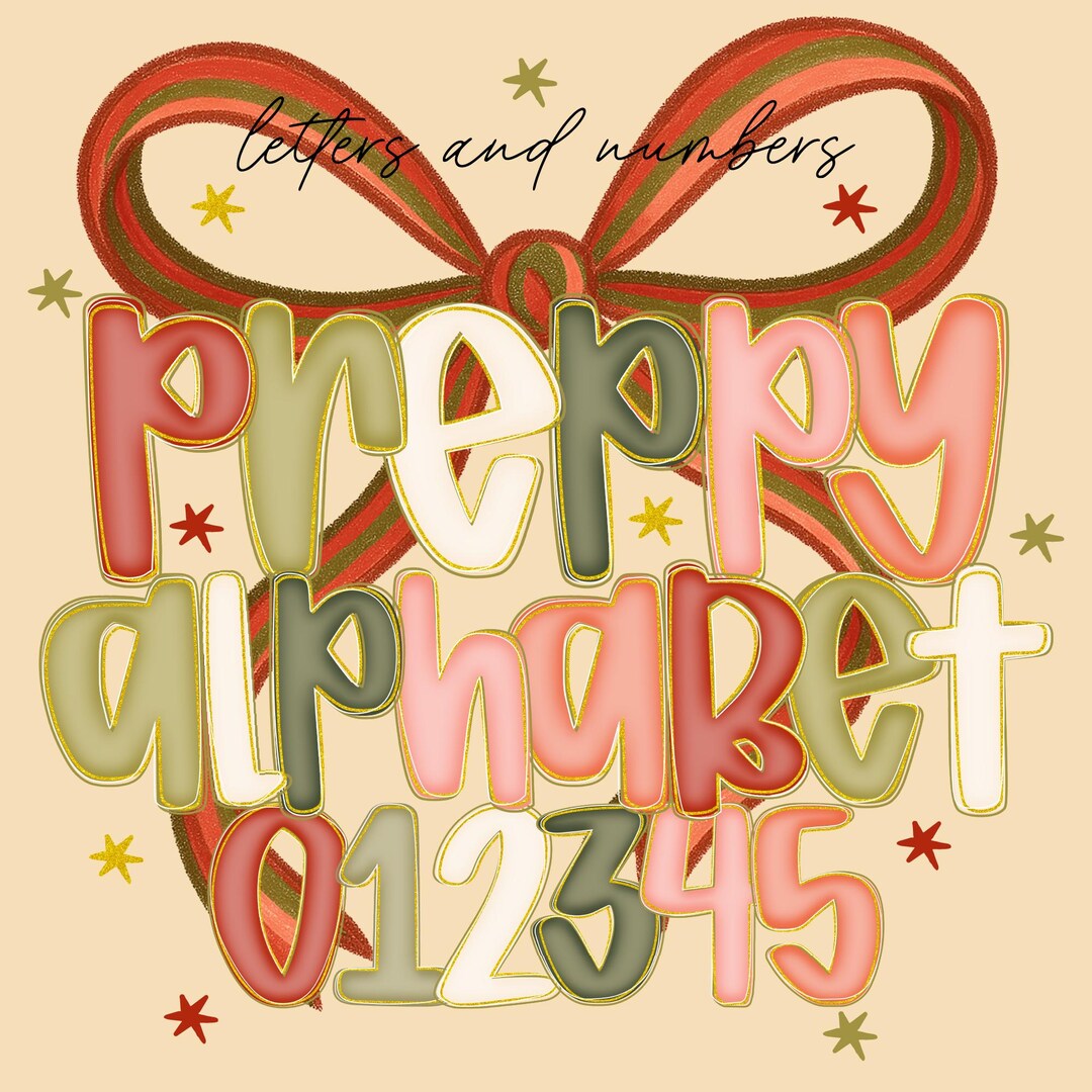 Christmas Alphabet PNG Bundle With 6 Festive Font Styles Holiday Letter ...