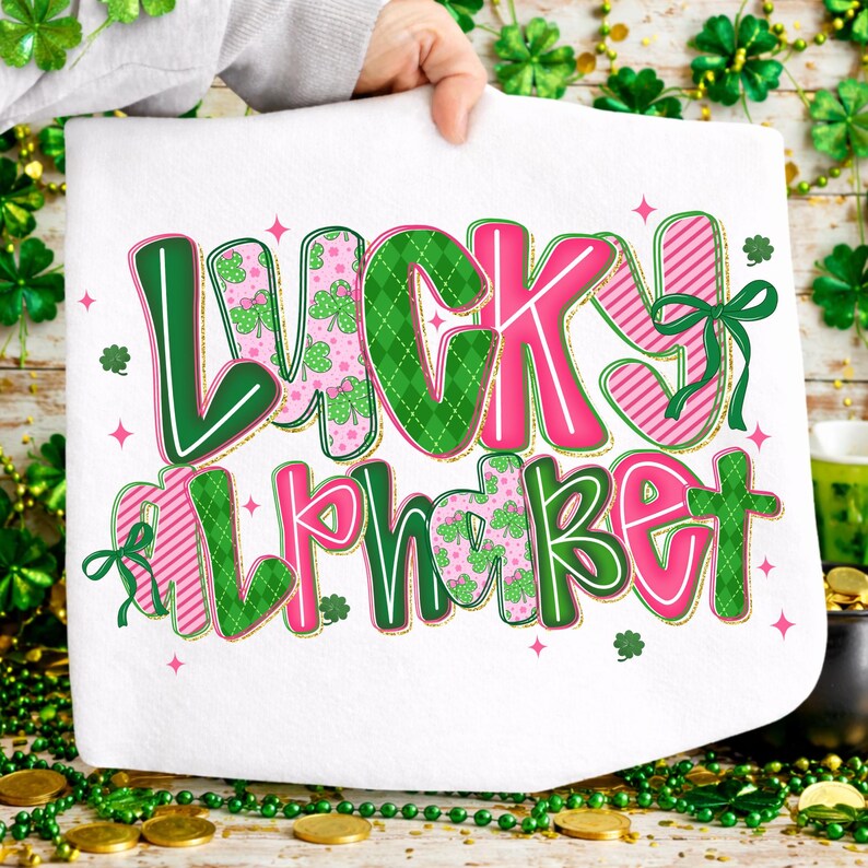St Patrick’s Day Alphabet PNG Bundle With Shamrock Clipart Lucky ...