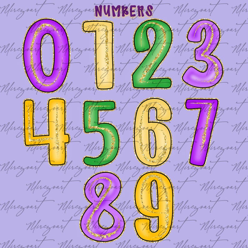 Mardi Gras Alphabet PNG Bundle Coquette Preppy Style Letters Numbers ...