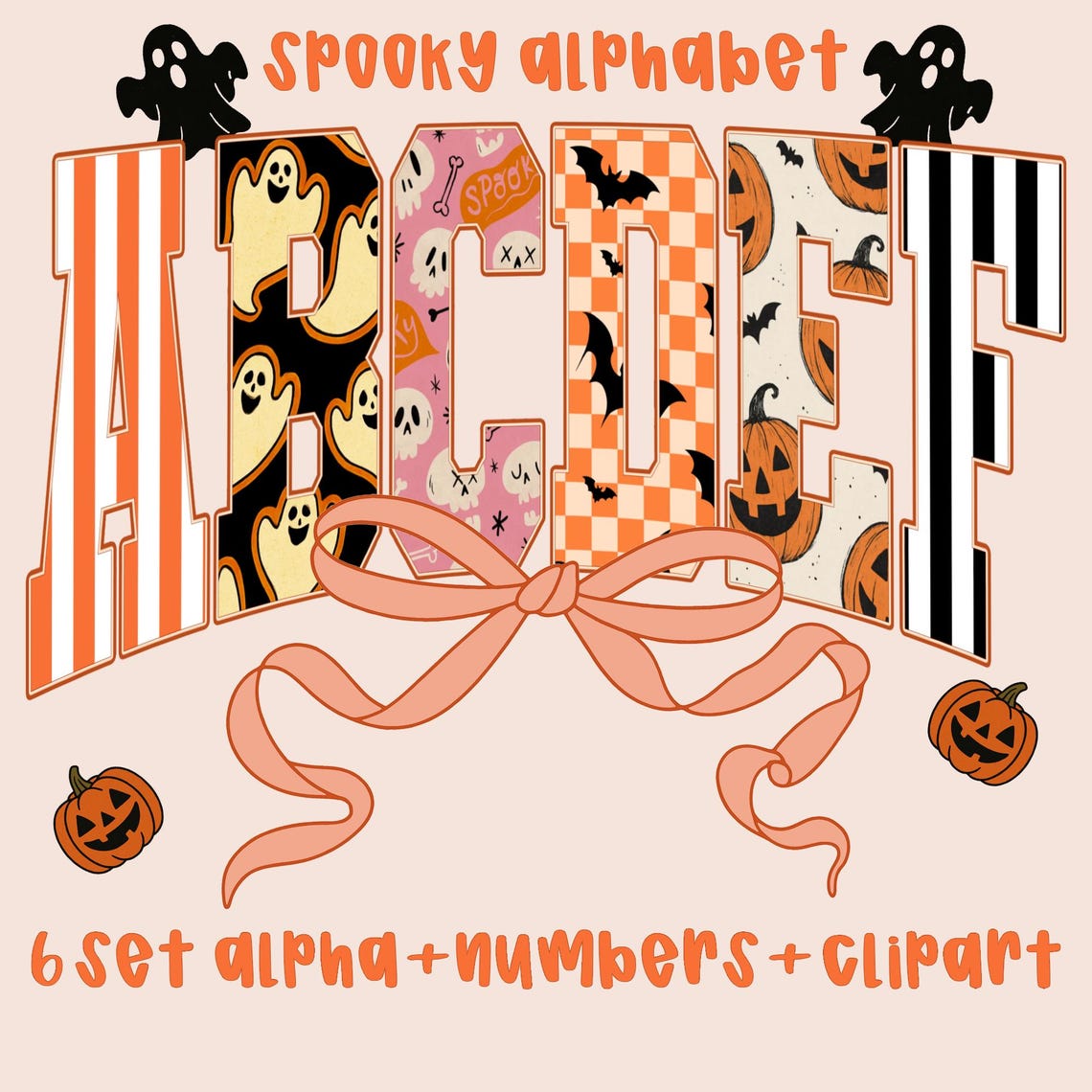 Spooky Halloween Alphabet PNG Bundle Scary Letter Clipart Set for ...