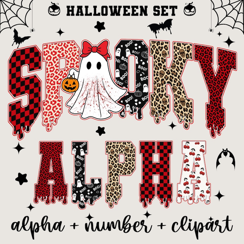 Spooky Halloween Dripping Font Set PNG Alphabet Letters Clipart for ...