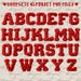 Chunky Knitted Yarn Font PNG Red Alphabet Numbers Clipart Bundle for ...