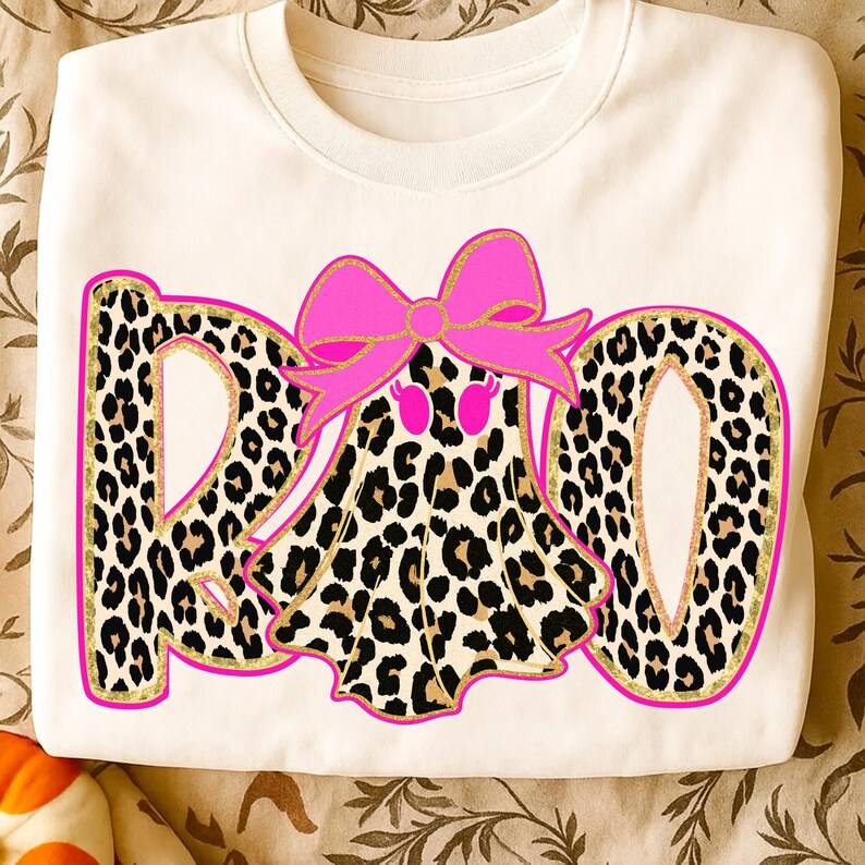 Preppy Ghost Leopard Alphabet Font PNG Set – Spooky Coquette Pink Bow ...