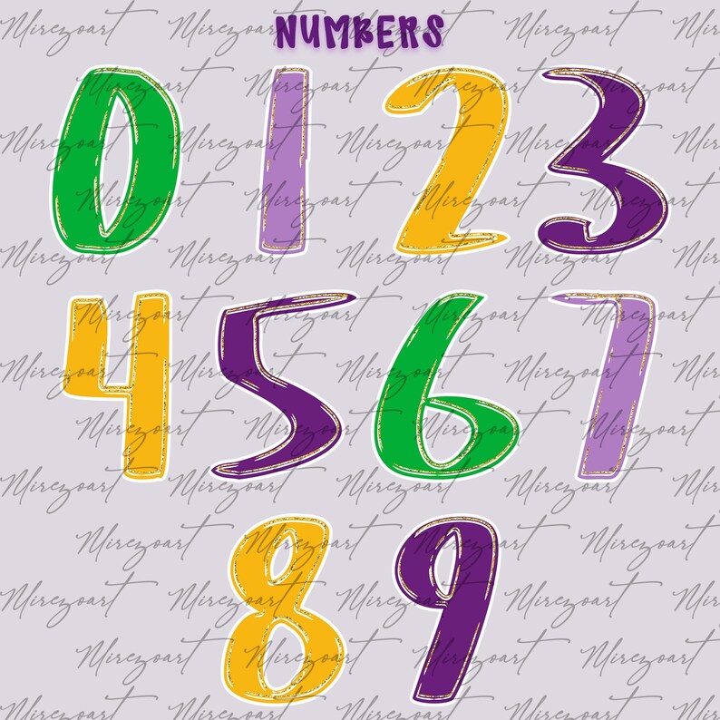 Mardi Gras Coquette Alphabet PNG With Numbers and Clipart Letters in ...