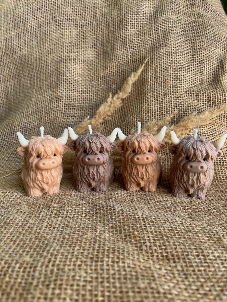 Handmade Highland Cow Candle: Natural Soy Wax, Cotton Wick - Etsy