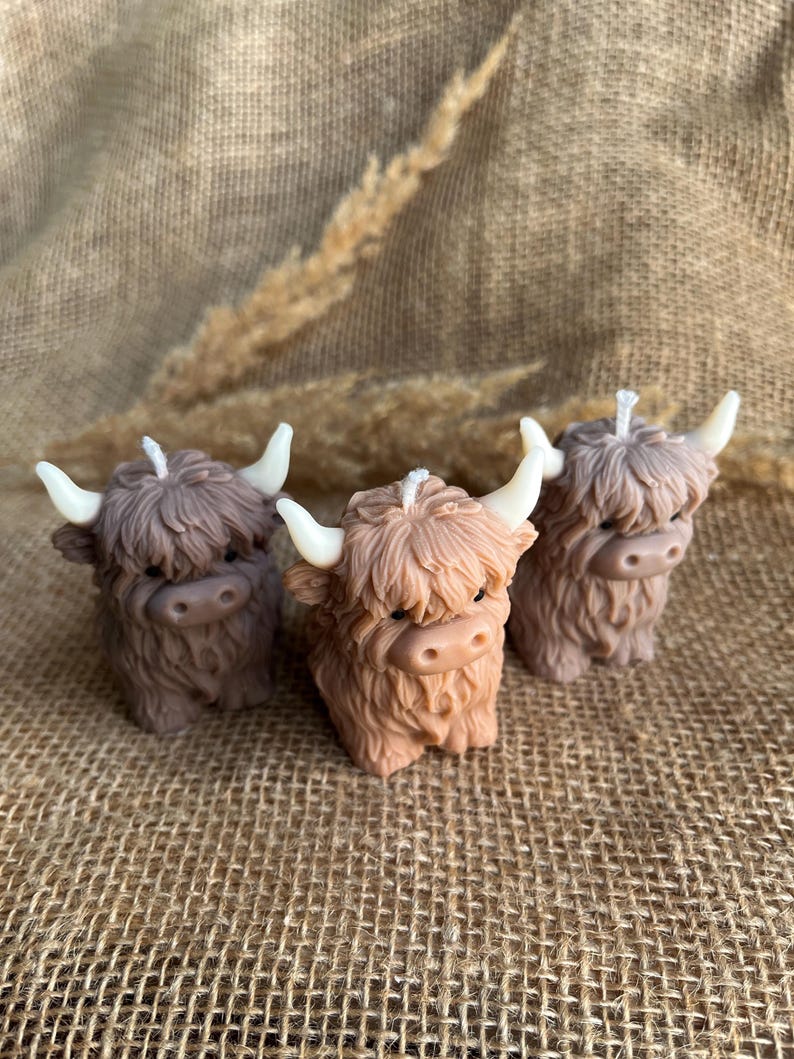 Handmade Highland Cow Candle: Natural Soy Wax, Cotton Wick - Etsy