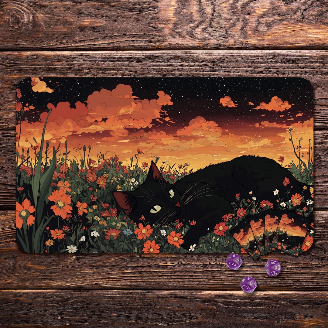 MTG Playmat, Board Game Mat for TCG, Japanese Cat - 24"x14", Trading ...