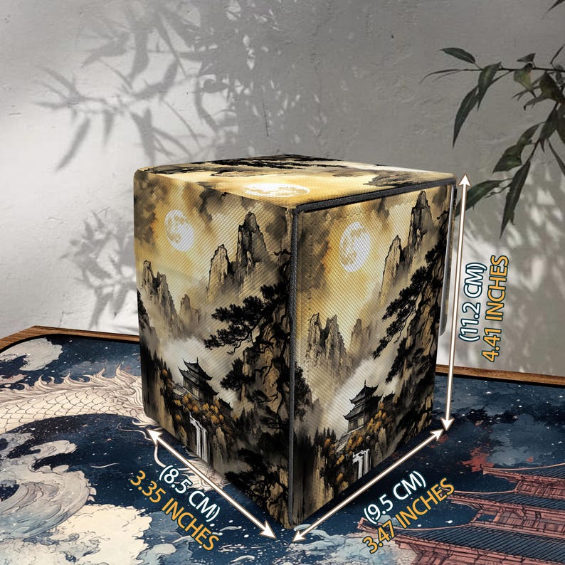 MTG Deck Box With Commander Display, Leather, 100+ Sleeved Card Storage, Moonlit Landscape Style ...