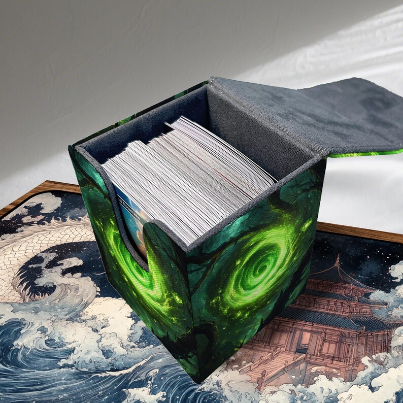 MTG Deck Box - Forest Vortex Style, PU Leather, 100 + Sleeved Cards ...