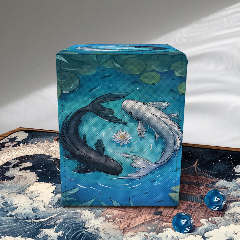 MTG Deck Box - 100 + Sleeved Cards, PU Leather, TCG Deck Boxes, Inky-white Koi Style - Etsy