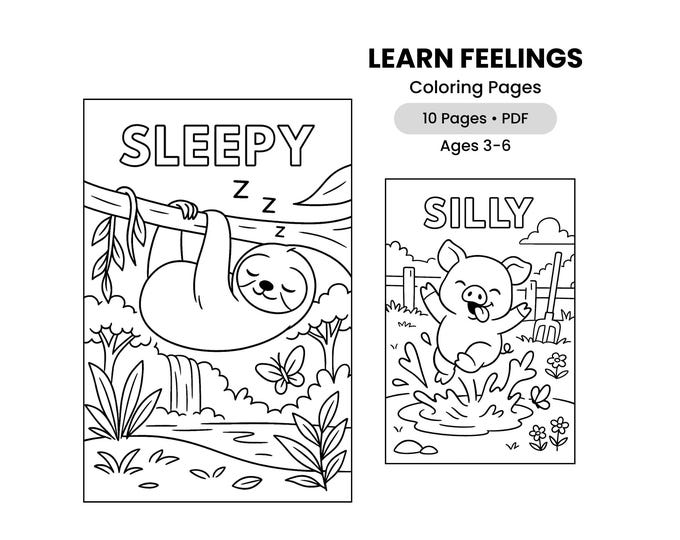 Emotions Chart With Coloring Sheets – Social Emotional Learning & Calm ...