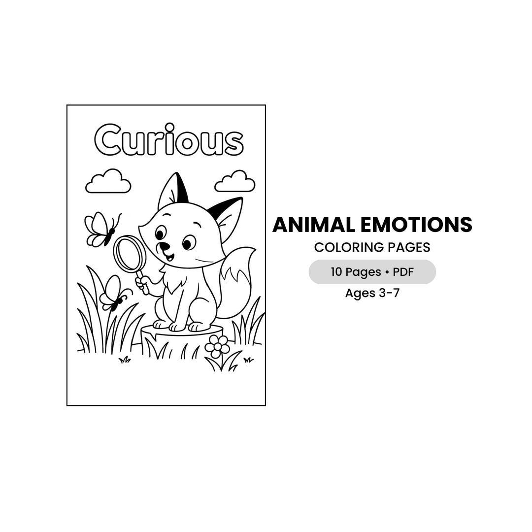 Animal Emotions Coloring Pages for Kids Printable PDF Feelings Activity ...