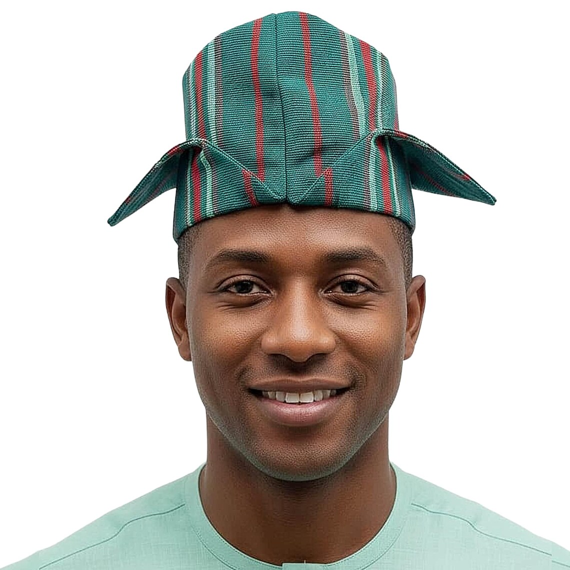 GREENIE Yoruba Abetiaja Cap: Aso Oke Fila, African Men's Traditional ...