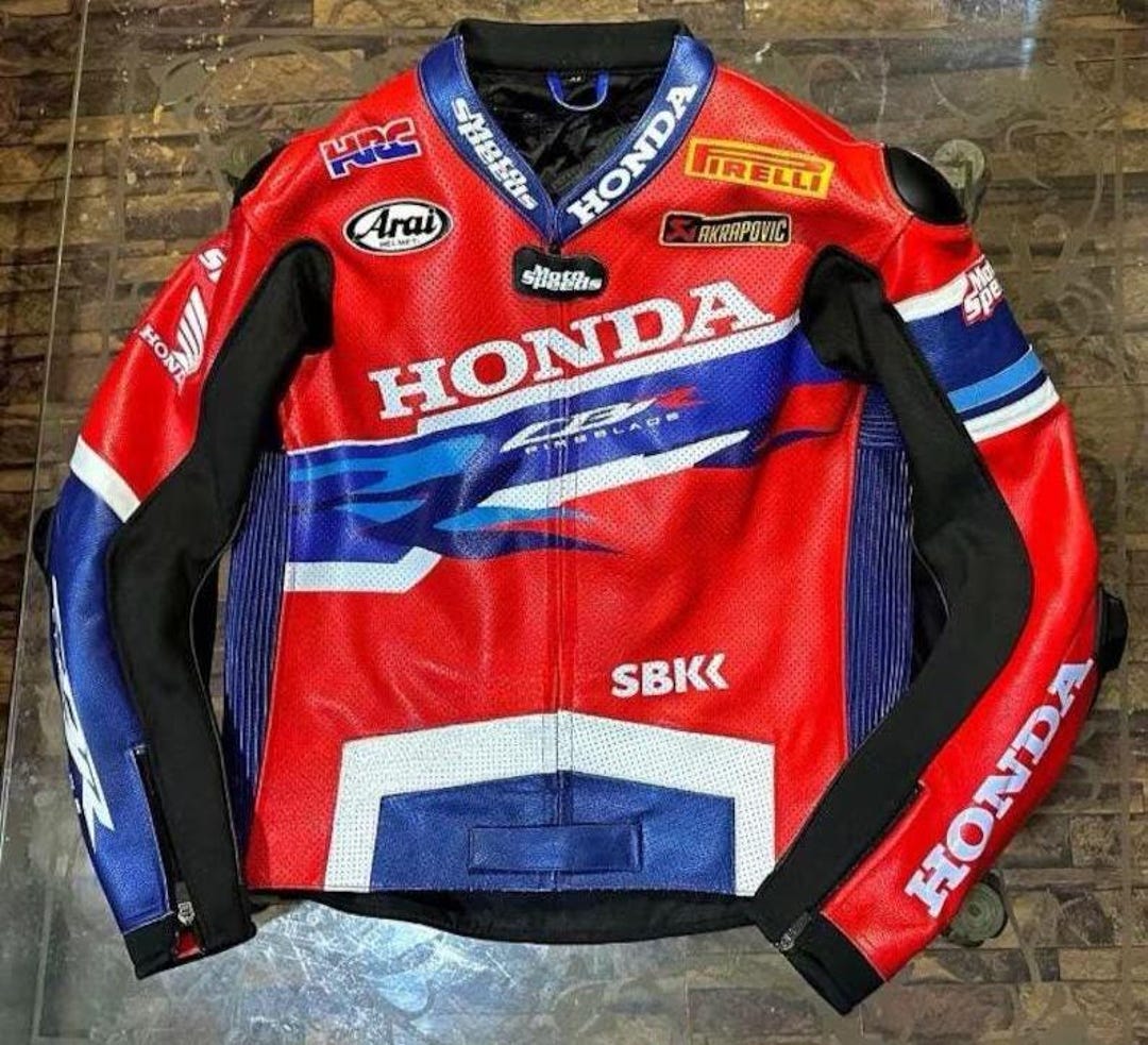 HONDA Jacket HONDA HRC Racing Leather Jacket Heavyweight Biker Gear ...