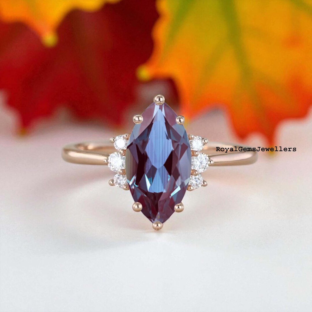 Vintage Marquise Alexandrite Ring, Sterling Silver Color Change ...
