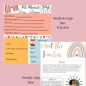 Teacher All About Me Editable Template, Printable Meet the Teacher ...