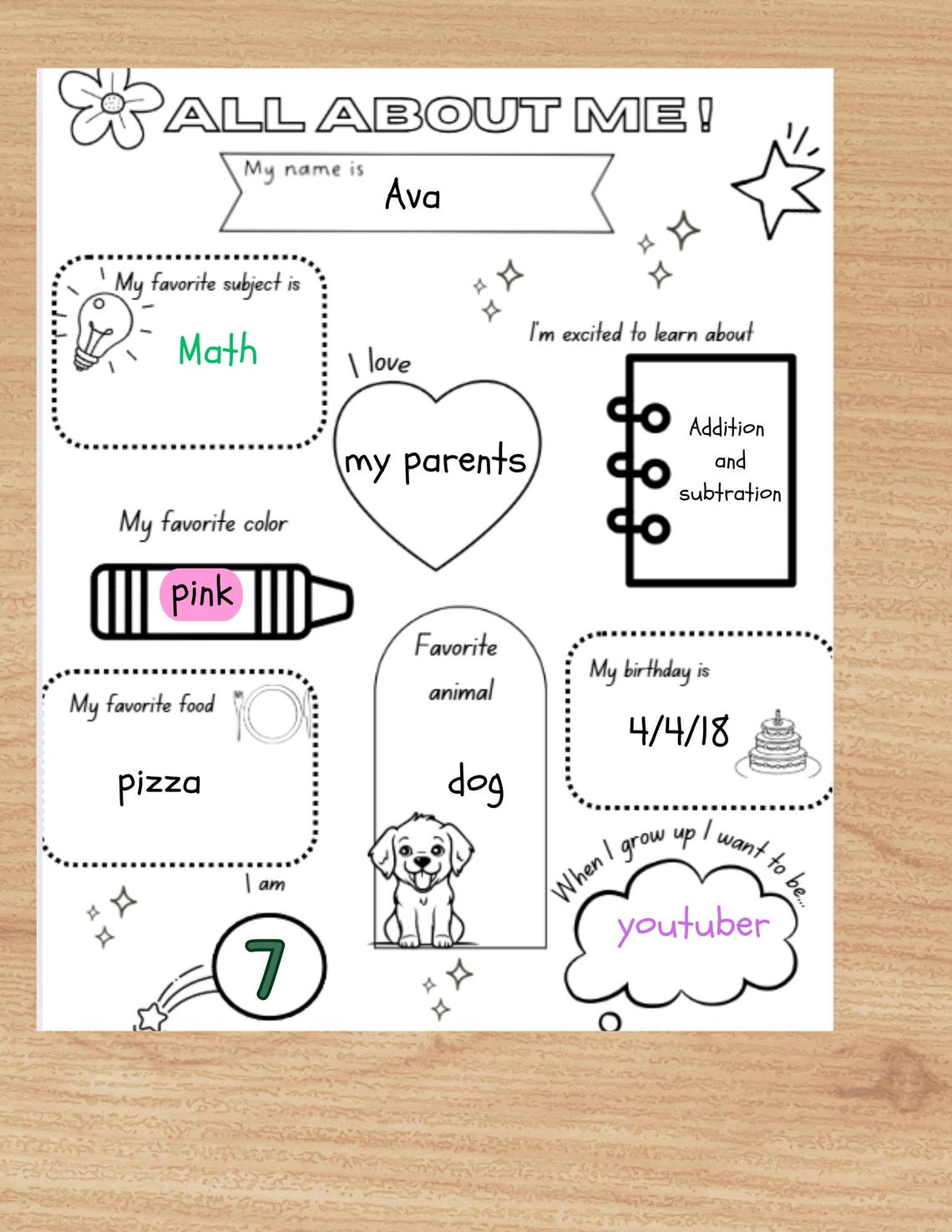 All About Me Worksheet: Back to School Printable Activity (digital ...
