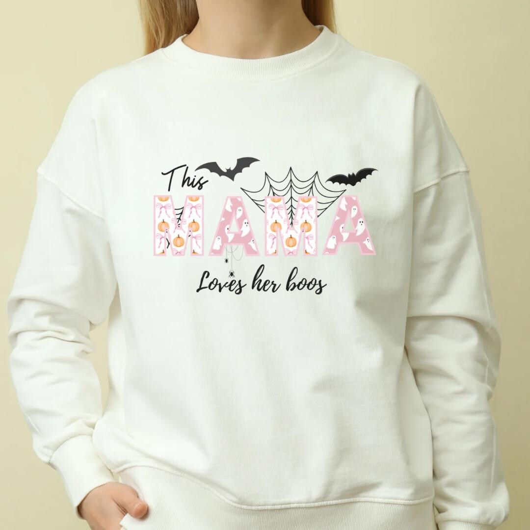 Custom Ghost Mama Sweatshirt: Personalized Halloween Cat Mom/dog Mom ...