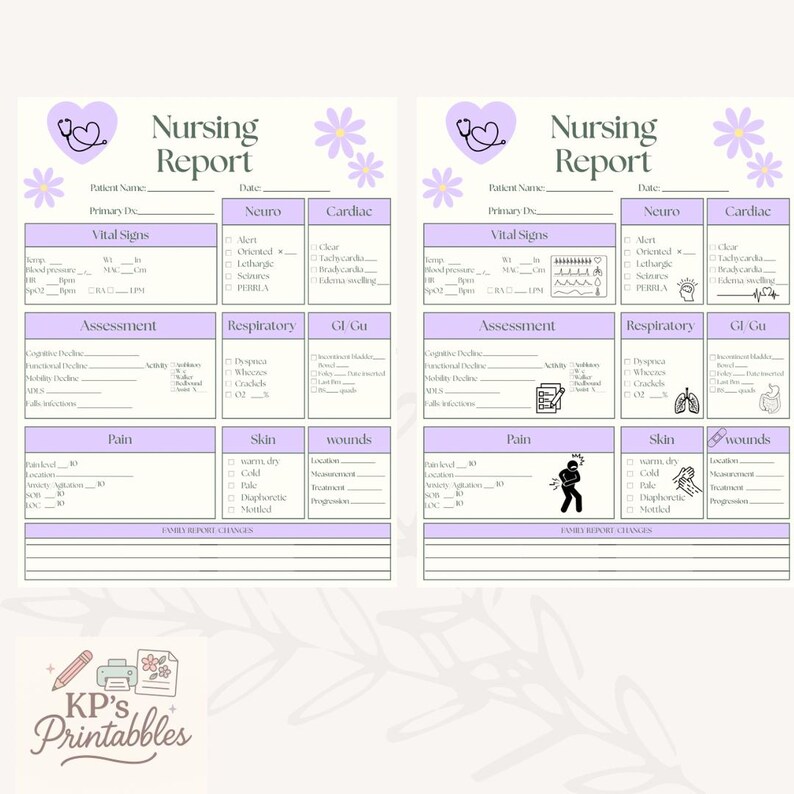 Fillable Nursing Report Sheet PDF | Editable Nurse Report Template ...