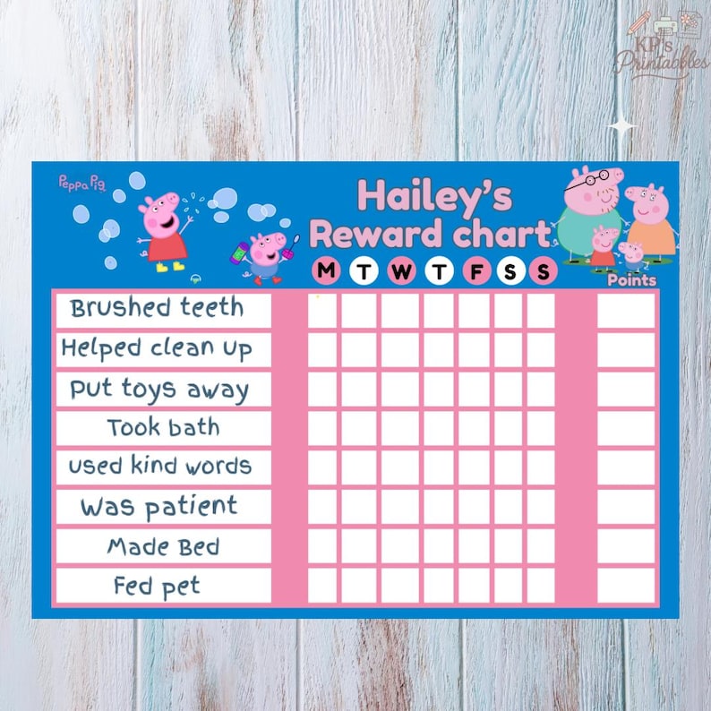 Peppa Pig Themed Reward Chart | Printable Behavior Chart for Kids ...