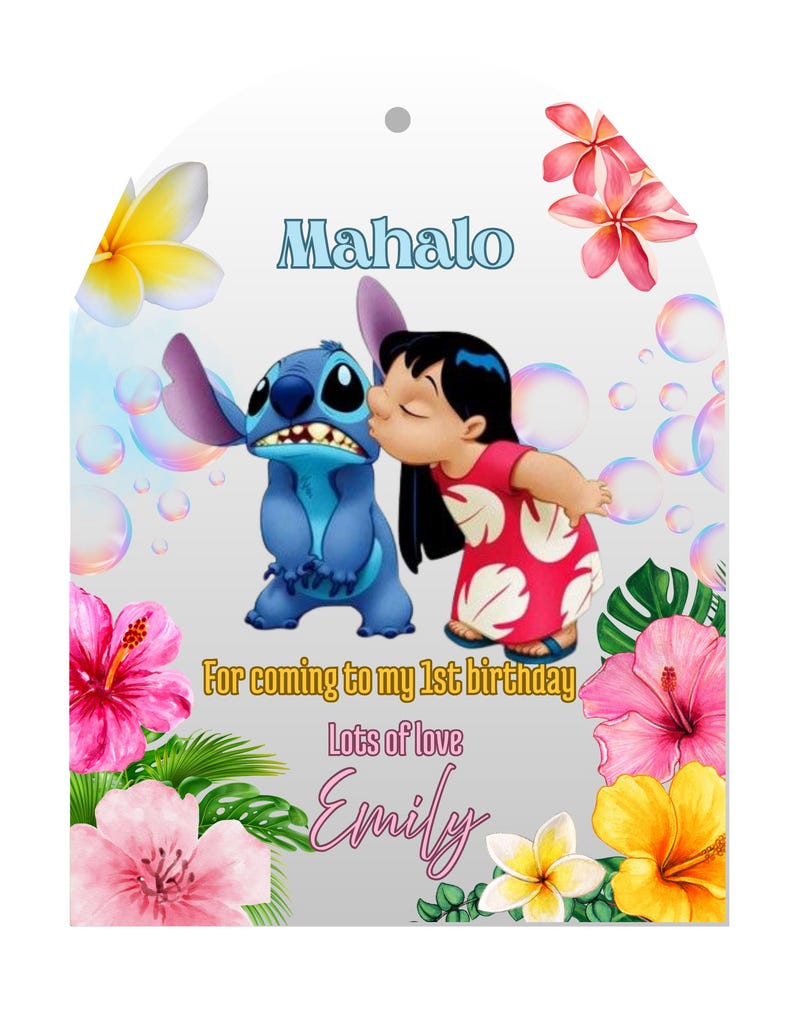 Editable Lilo and Stitch Birthday Party Thank You Gift Bag Tags Lilo ...
