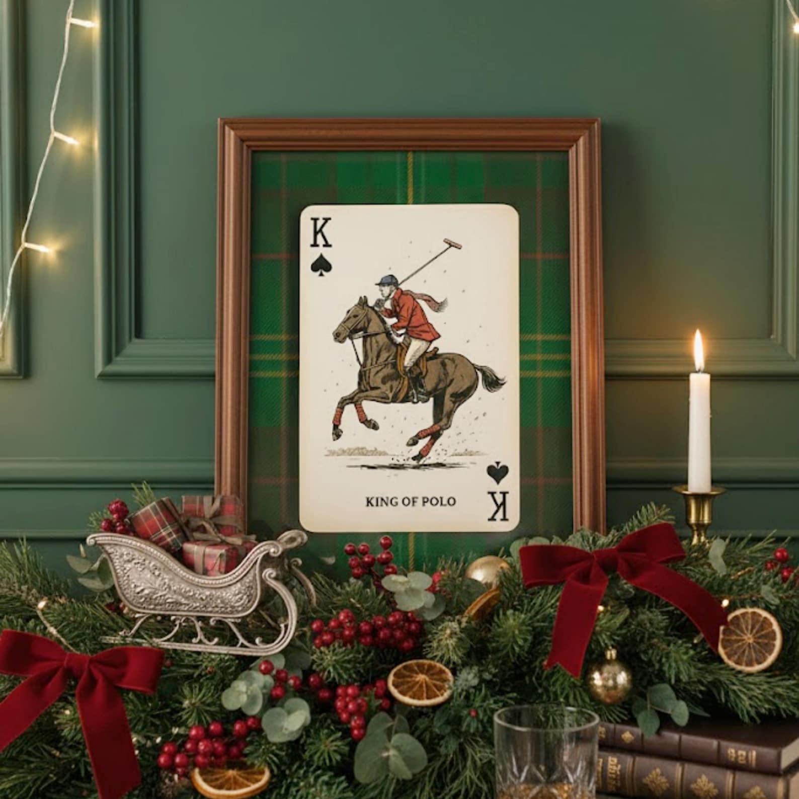 Ralph Lauren Inspired Polo Print Vintage Equestrian Art on Tartan ...