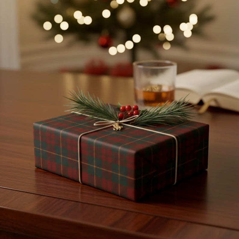 Classic Tartan Wrapping Paper Deep Red and Green Plaid Gift Wrap in ...