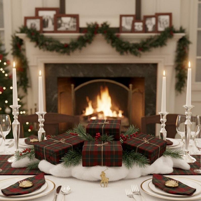 Classic Tartan Wrapping Paper Deep Red and Green Plaid Gift Wrap in ...